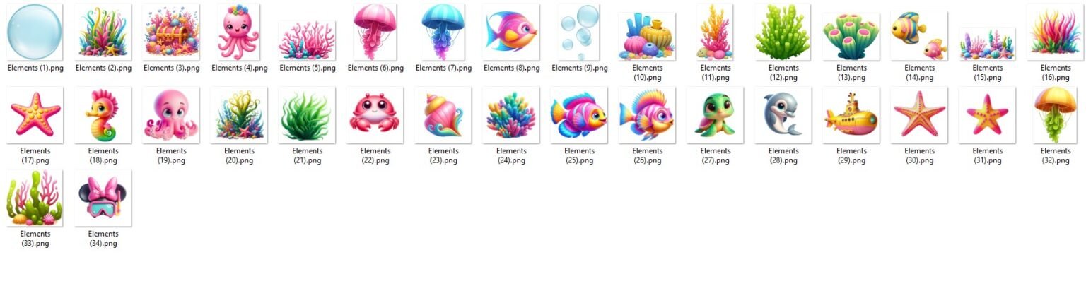 Minnie Mouse Under the Sea PNG Bundle – Digital Download 🧜‍♀️🐠 - ArtVax