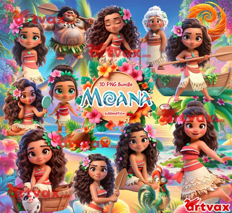 Moana Clipart Bundle, 3d Moana PNG, Moana Birthday, Maui png Instant ...