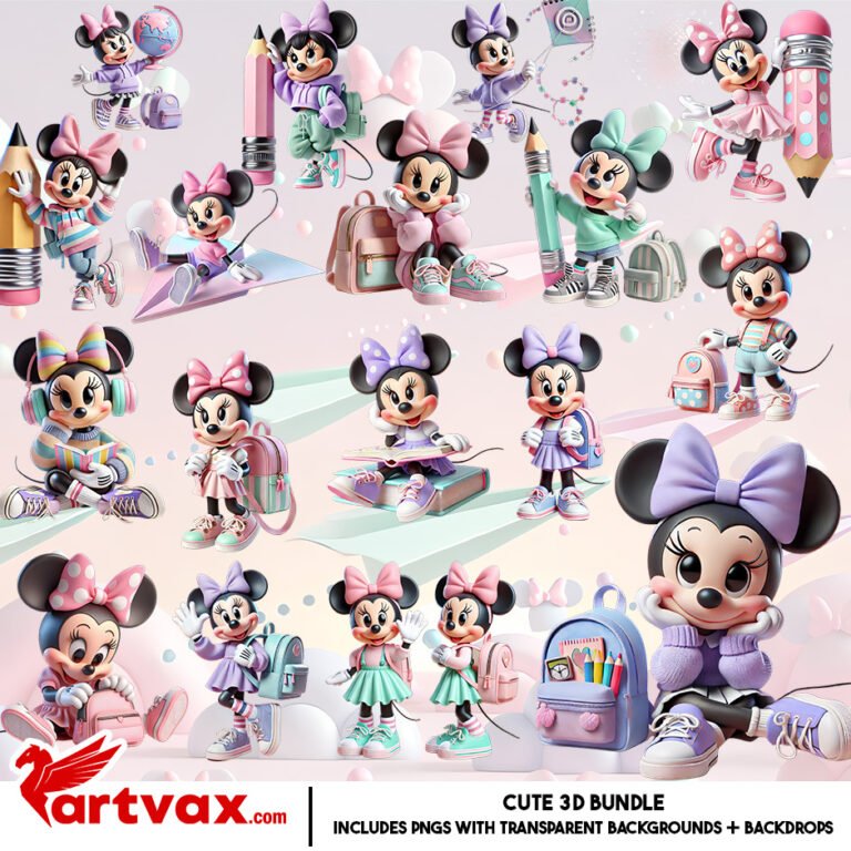 Minnie Mouse Back to School PNG Bundle | Cute Minnie School Clipart ...