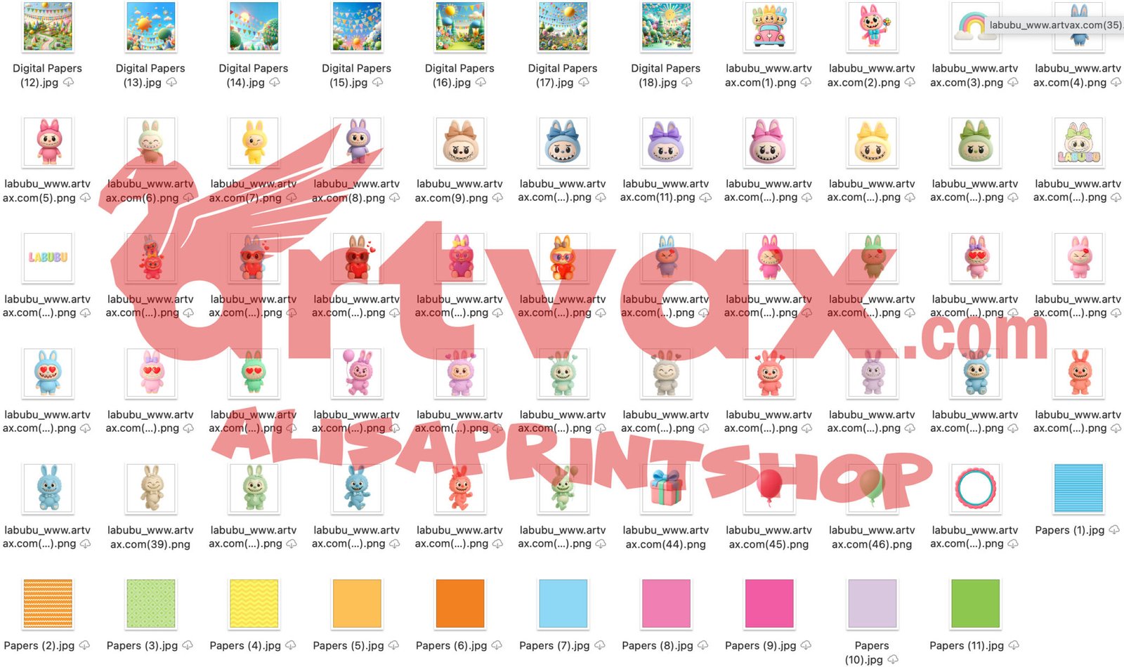 LABUBU PNG Clipart Bundle | Cute 3D LABUBU Characters for Sublimation ...