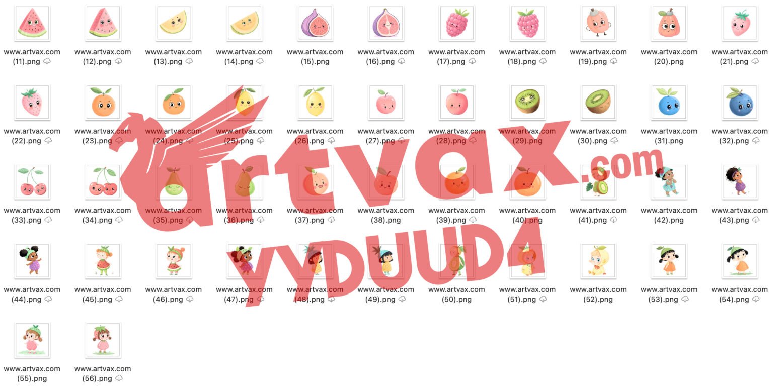 Fruit Kids Watercolor Clipart PNG Bundle | Cute Children in Fruit ...