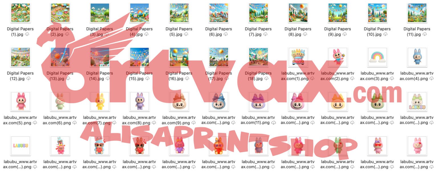 LABUBU PNG Clipart Bundle | Cute 3D LABUBU Characters for Sublimation ...