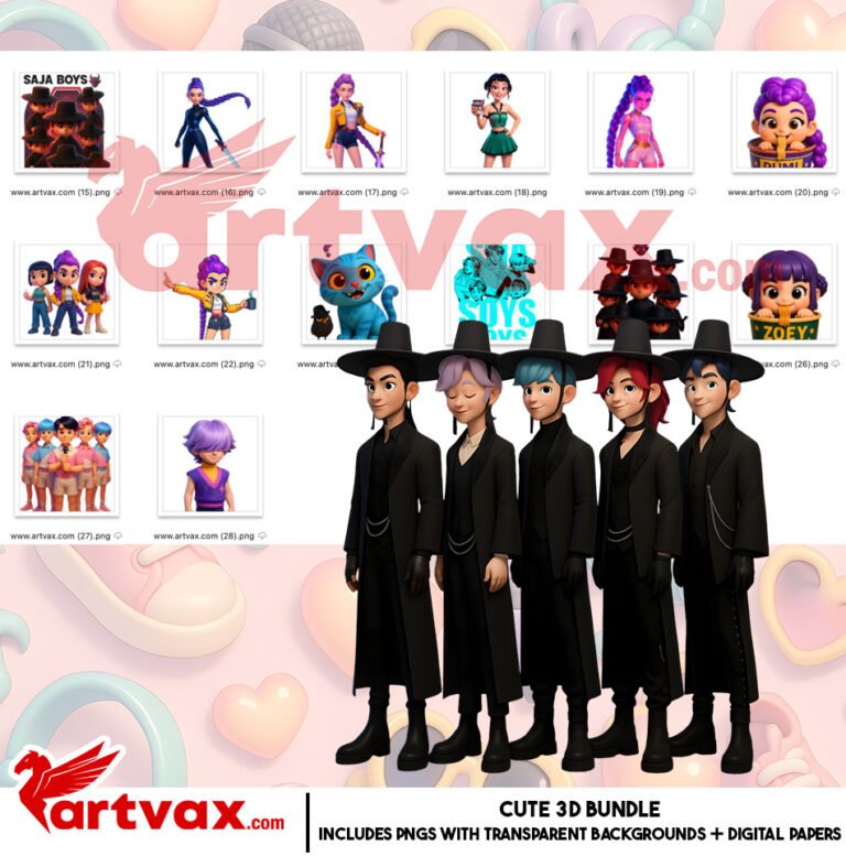 Kpop Huntrix PNG Bundle, Cute Characters, K-Pop Boys, Girls, Derpy ...