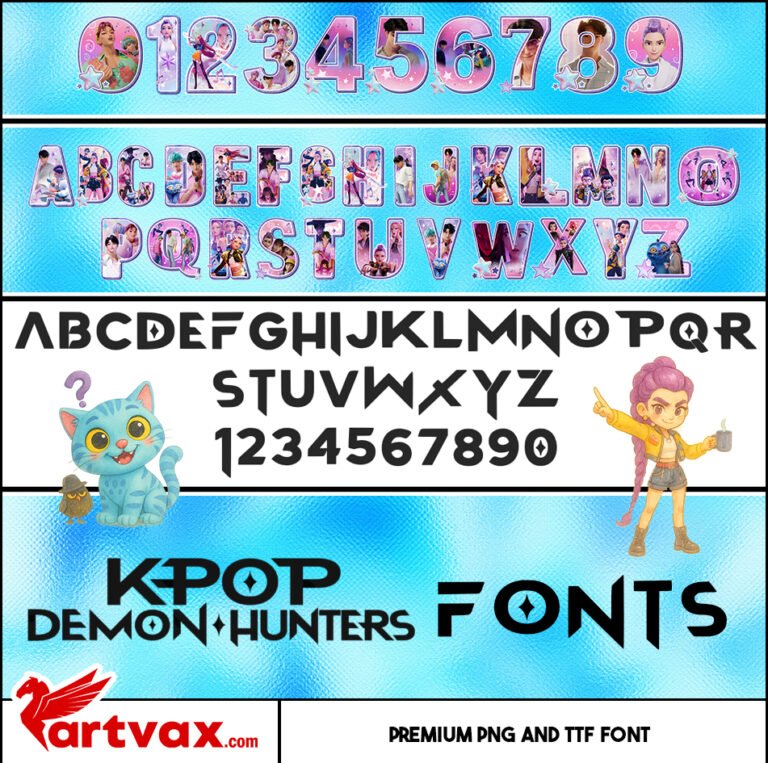 Kpop Demon Hunters Font | PNG Letters & Numbers | Cute Anime Birthday ...