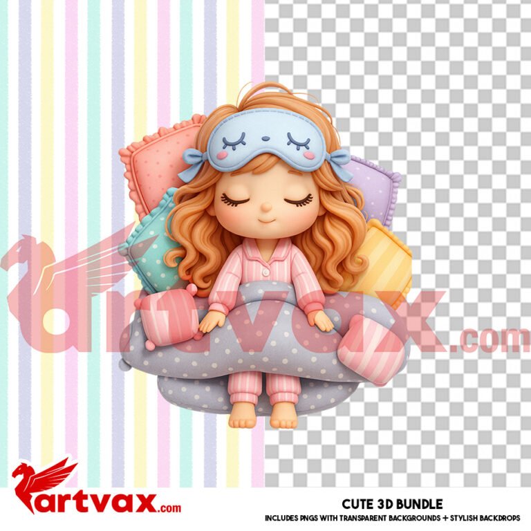 Pajama Party Clipart Bundle | Cute 3D Girls Sleepover PNG | Slumber ...