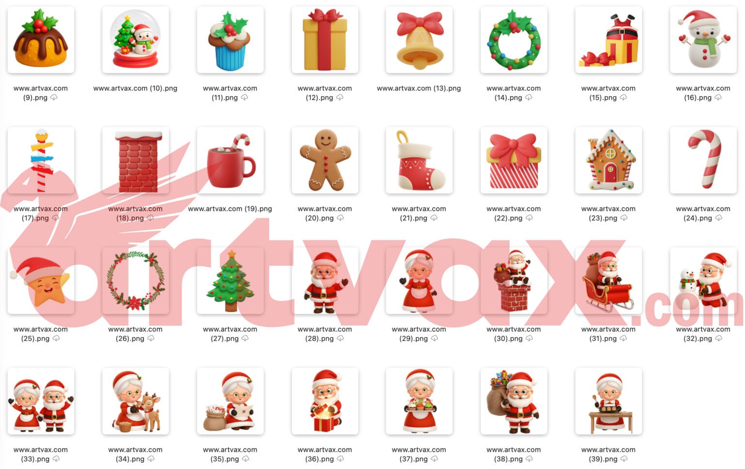 Santa Claus Clipart Bundle | 3D Mrs Claus Reindeer PNGs | Digital ...