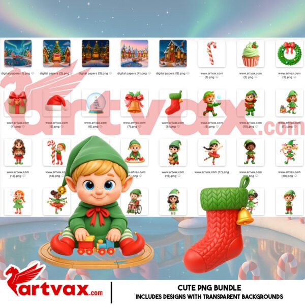 Christmas Elf Clipart Bundle | 3D Cute Elves Santa's Helper PNGs ...