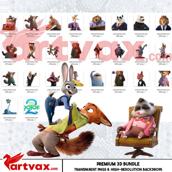 Zootopia 2 Clipart Bundle, Judy Hopps Nick Wilde 3D PNG, Gary Snake ...