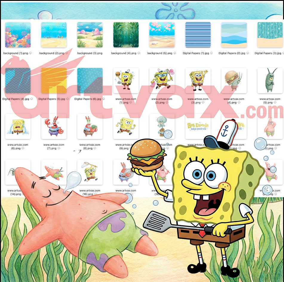 SpongeBob Watercolor PNG Bundle | Patrick Star Squidward Mr. Krabs ...